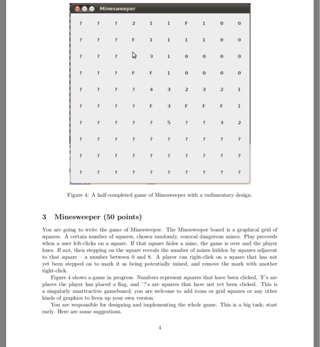 Solved Minesweeper 0 Figure 4: A half-completed game of | Chegg.com