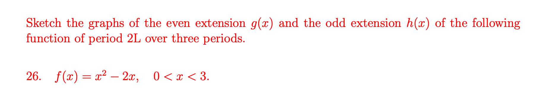 Solved Sketch the graphs of the even extension g(x) and the | Chegg.com