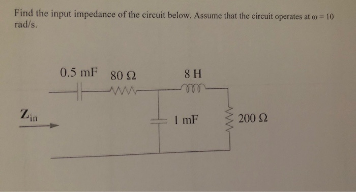 Solved Find the input impedance of the circuit below. Assume | Chegg.com