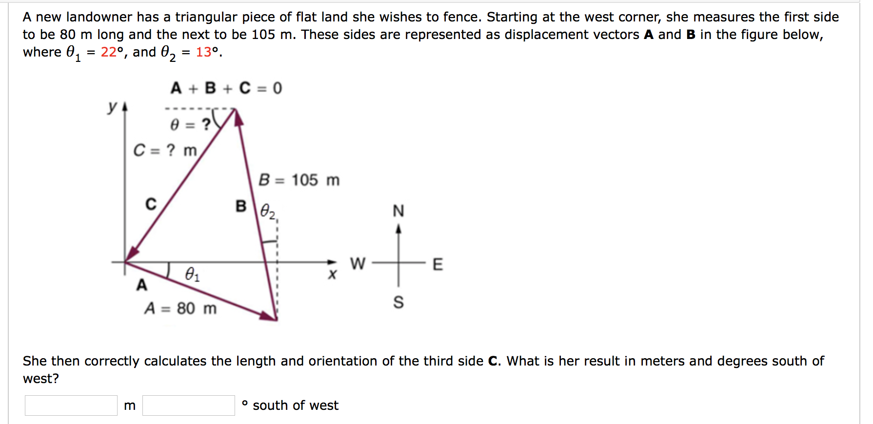 Solved A new landowner has a triangular piece of flat land | Chegg.com