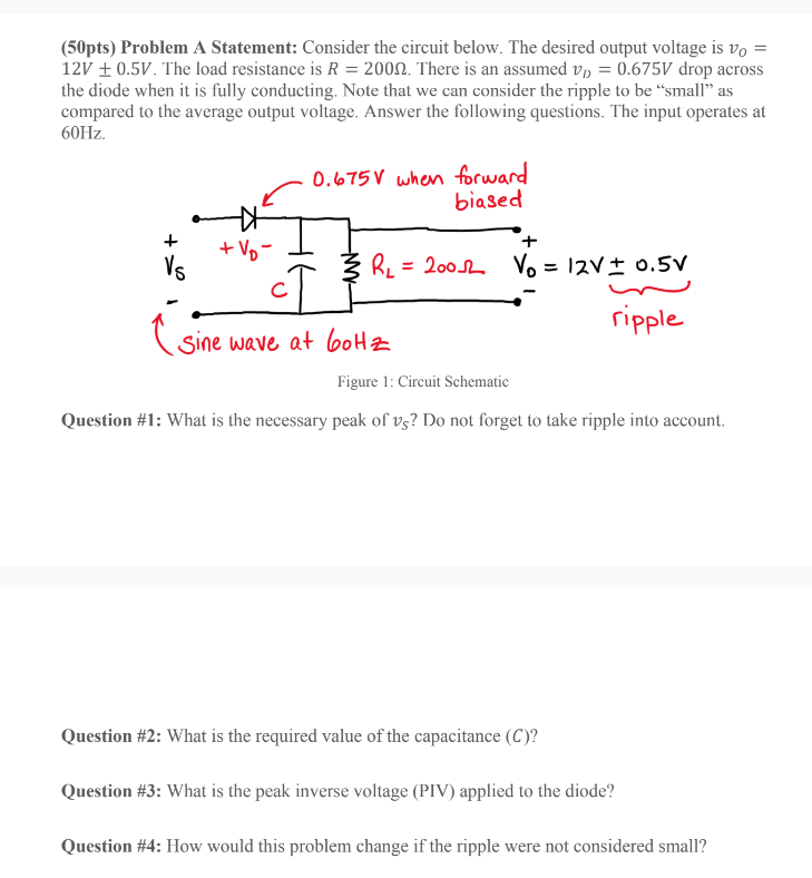 Solved (50pts) Problem A Statement: Consider the circuit | Chegg.com