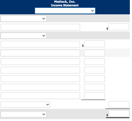 Solved Problem 3-2A (Part Level Submission) The Metlock, | Chegg.com