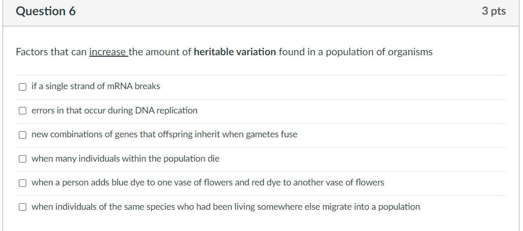 Solved Question 6 3 pts Factors that can increase the amount | Chegg.com