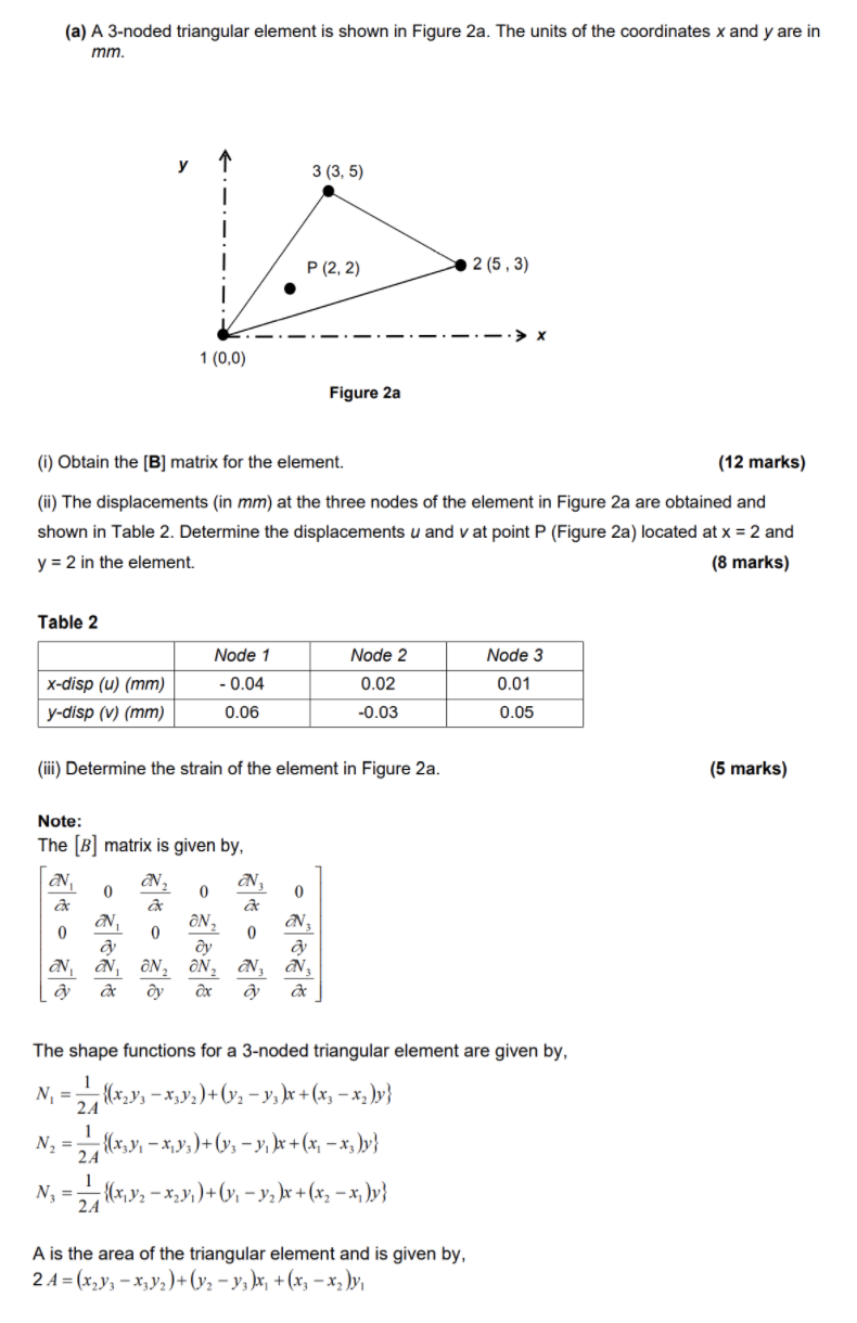 Solved (a) A 3-noded triangular element is shown in Figure | Chegg.com