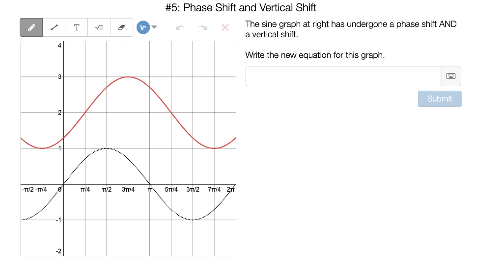 Solved #5: Phase Shift and Vertical Shift The sine graph at | Chegg.com