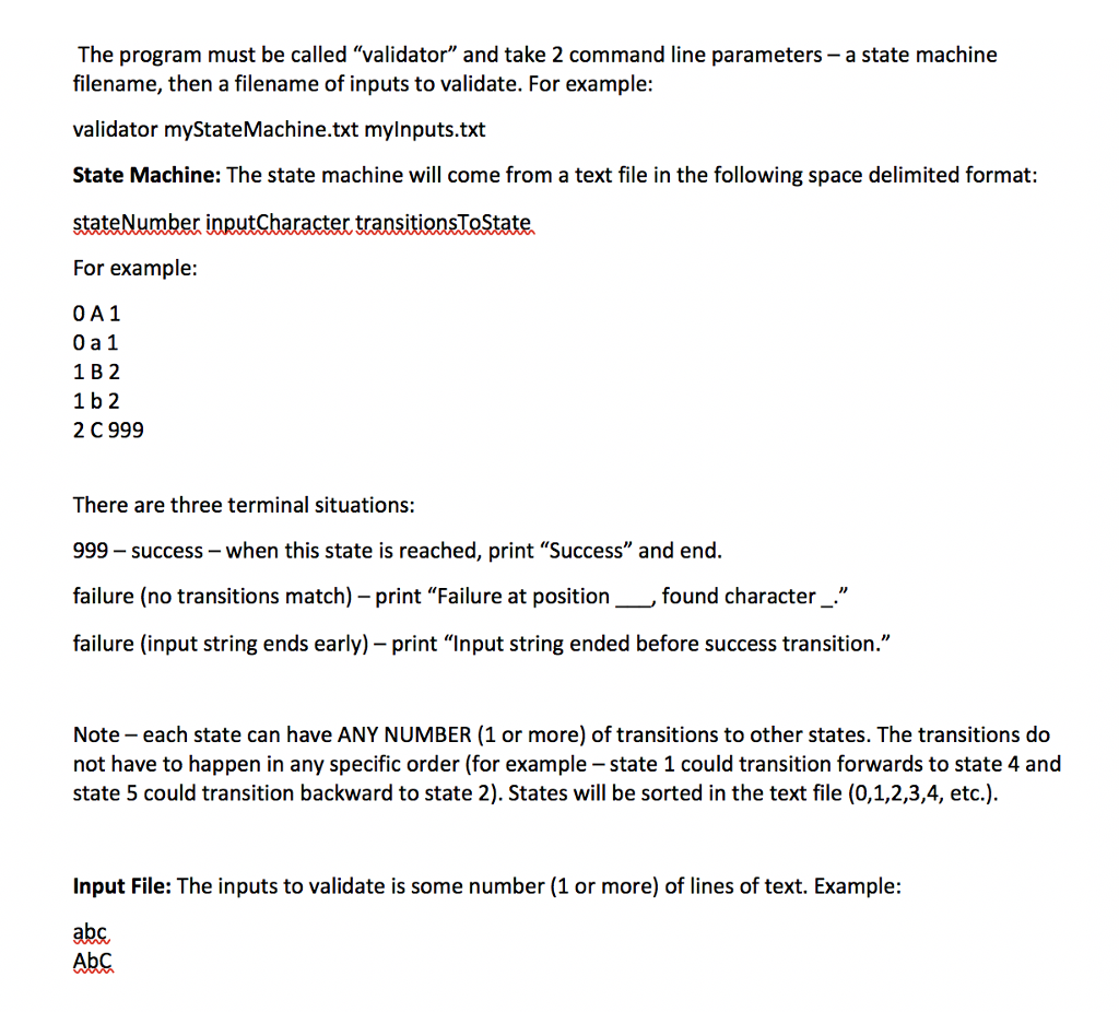 Solved The program must be called "validator" and take 2 | Chegg.com