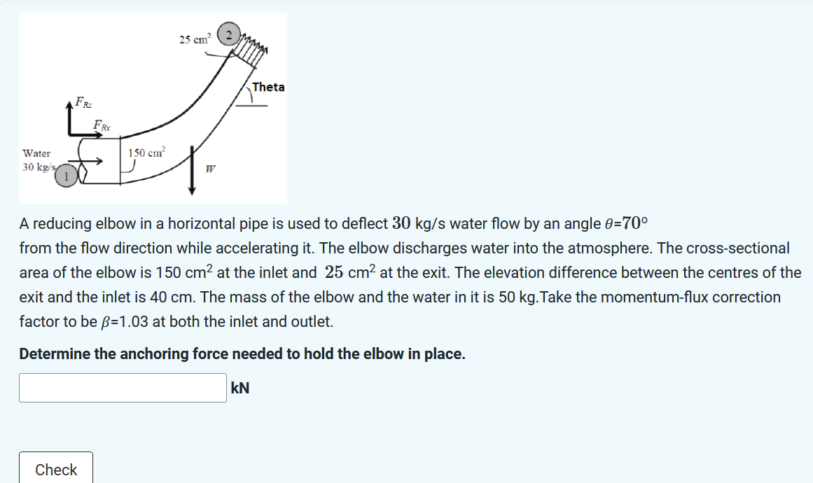 Solved A reducing elbow in a horizontal pipe is used to | Chegg.com