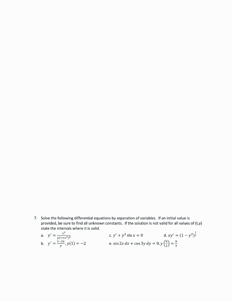 Solved 7. Solve the following differential equations by | Chegg.com