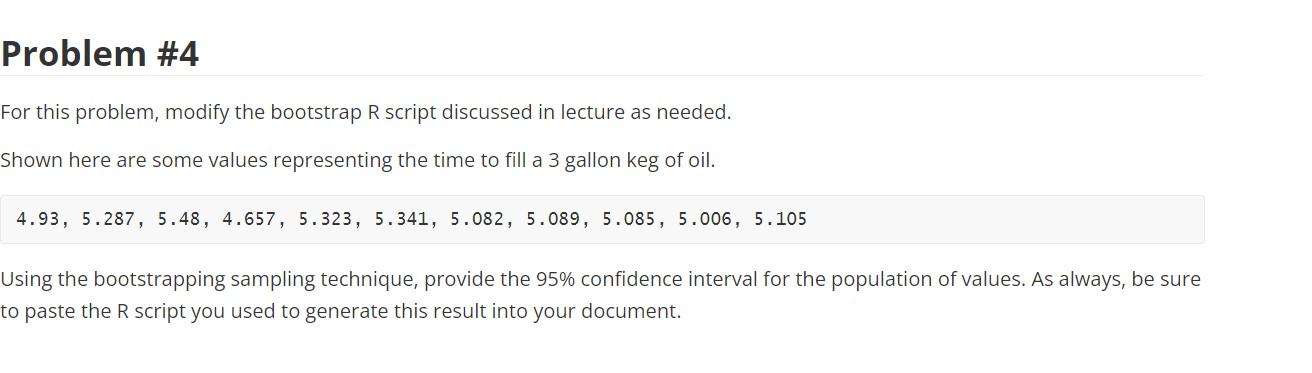 or this problem, modify the bootstrap R script | Chegg.com