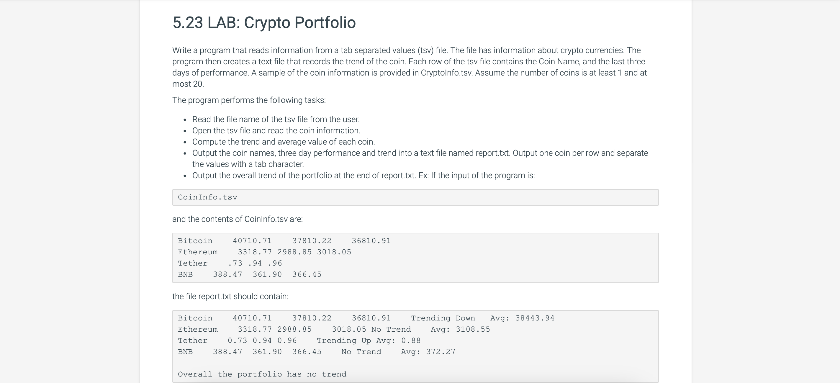 Solved Write a program that reads information from a tab | Chegg.com