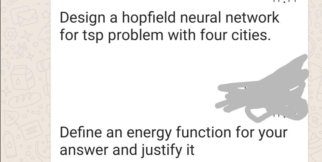 Solved Design a hopfield neural network for tsp problem with | Chegg.com