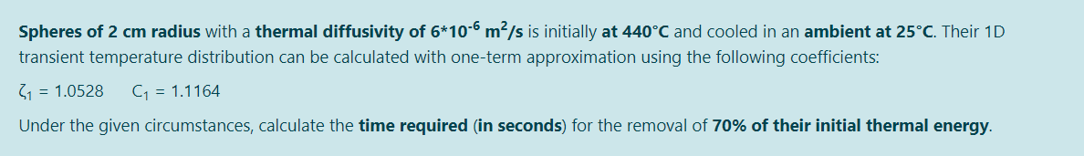 Solved Spheres of 2 cm radius with a thermal diffusivity of | Chegg.com