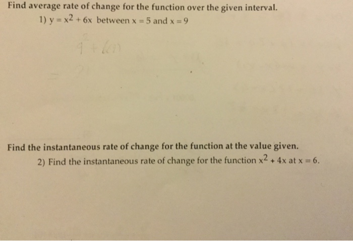 Solved Find average rate of change for the function over the | Chegg.com