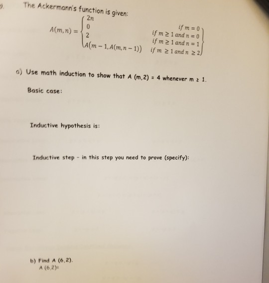 Solved The Ackermann's function is given: 2n A(m, n) 2 ¡f m | Chegg.com