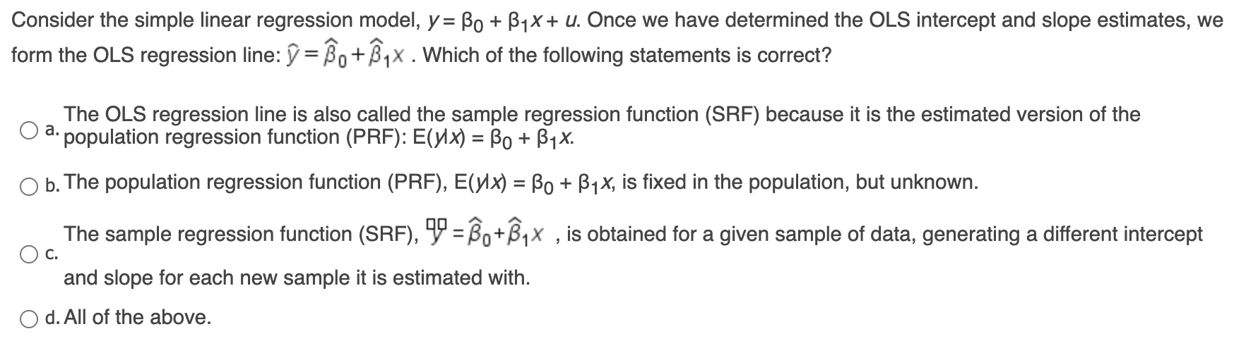 Solved Consider the simple linear regression model, y = Bo + | Chegg.com