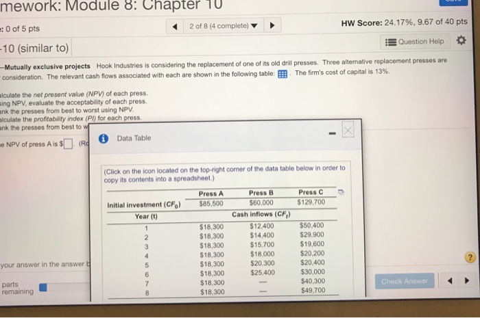 Solved Save Homework: Module 8: Chapter 10 | Hw Score: | Chegg.com Solved Save Homework: Module 8: Chapter 10 | Hw Score: | Chegg.com