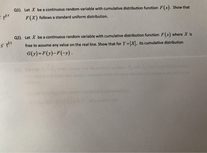 Solved Let X be a continuous random variable with cumulative | Chegg.com