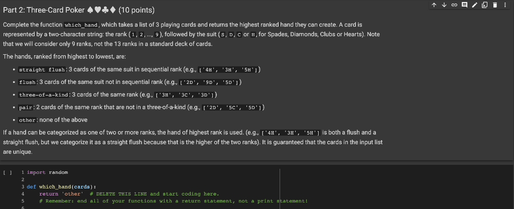 个 we目/gi: Part 2: Three-Card Poker (10 points) | Chegg.com