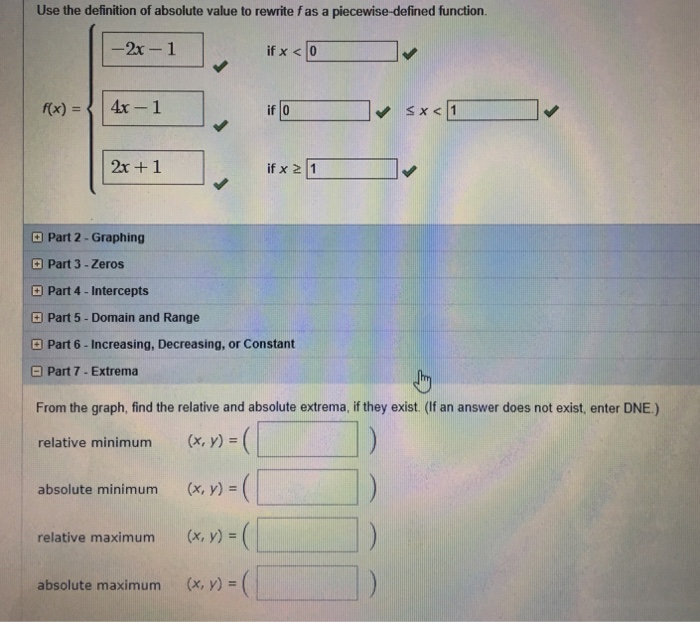 Solved Use the definition of absolute value to rewrite f as | Chegg.com