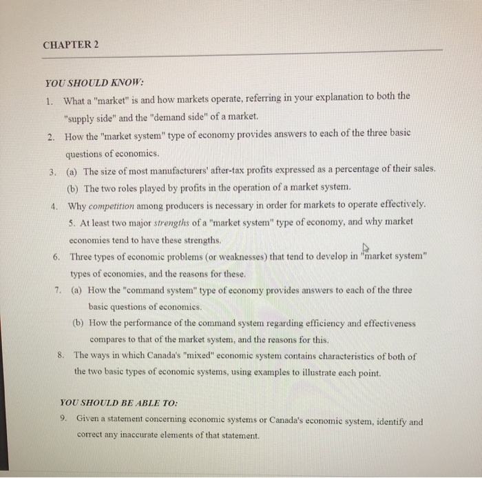 Solved CHAPTER 2 YOU SHOULD KNOW What a "market" is and how | Chegg.com