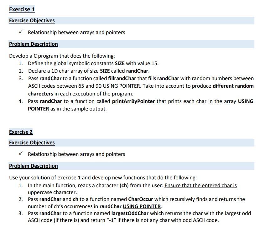 Solved Exercise 1 Exercise Objectives Relationship between | Chegg.com