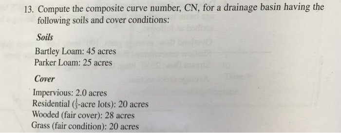 Solved Compute the composite curve number, CN, for a | Chegg.com