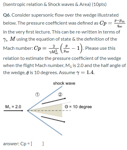 (Isentropic relation & Shock waves & Area) (10pts) | Chegg.com