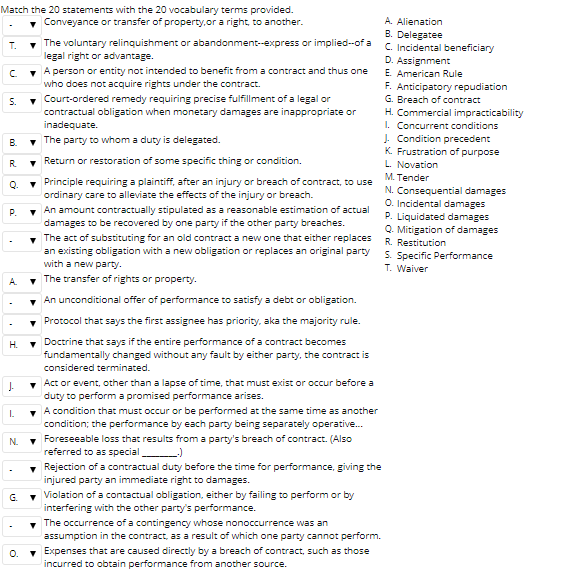 Solved Match the 20 statements with the 20 vocabulary terms | Chegg.com