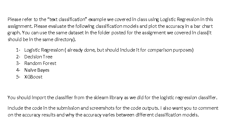 Solved Please refer to the "text classification" example we | Chegg.com