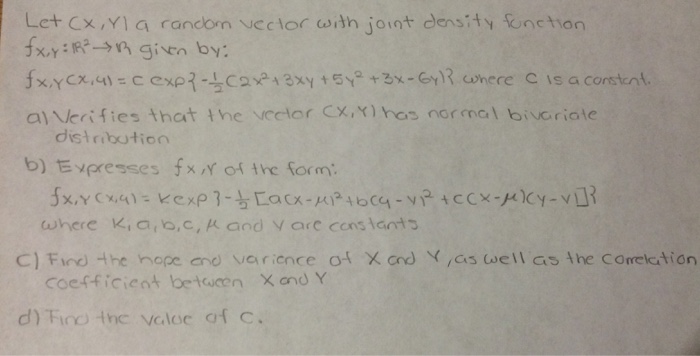 Solved Let (x, Y) a random vector with joint density | Chegg.com