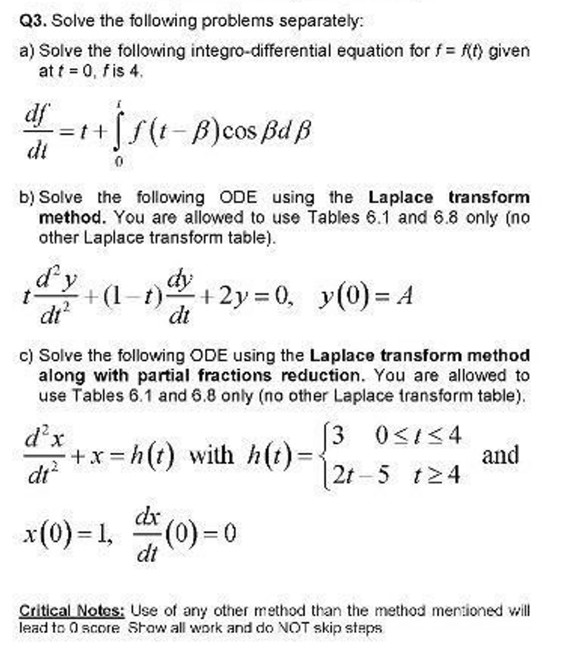 Solved Q3. Solve the following problems separately: a) Solve | Chegg.com