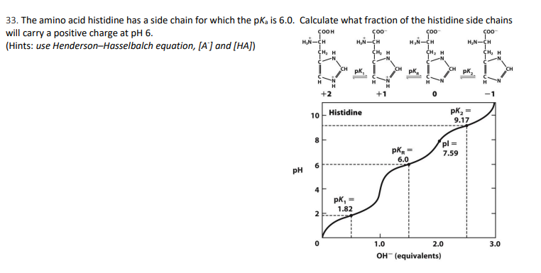 Solved 33 The Amino Acid Histidine Has A Side Chain For
