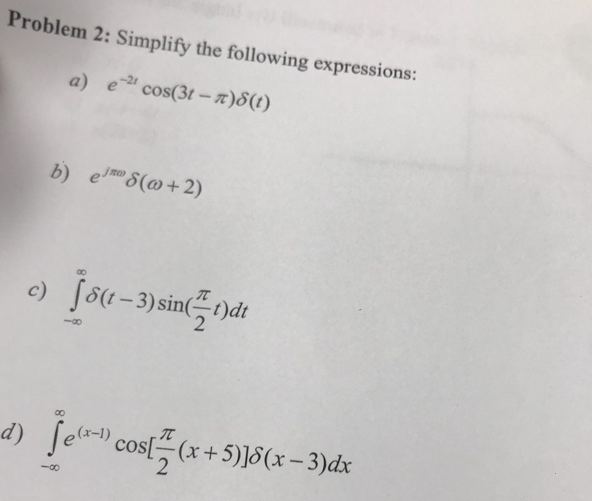 Solved Problem 2: Simplify the following expressions: a) | Chegg.com