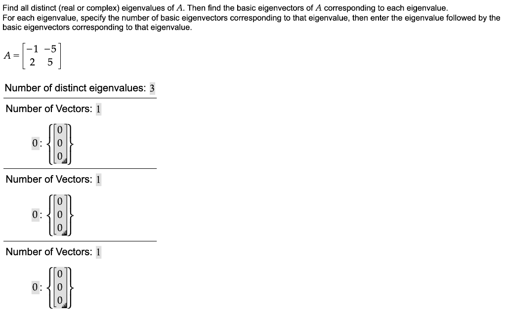 Solved Find all distinct (real or complex) eigenvalues of A. | Chegg.com