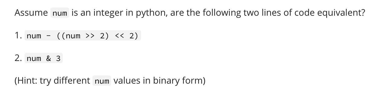 Solved (num \& ⊙ ) ∣ num is 0 The binary that has 1 at every | Chegg.com