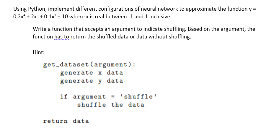 Using Python, implement different configurations of | Chegg.com