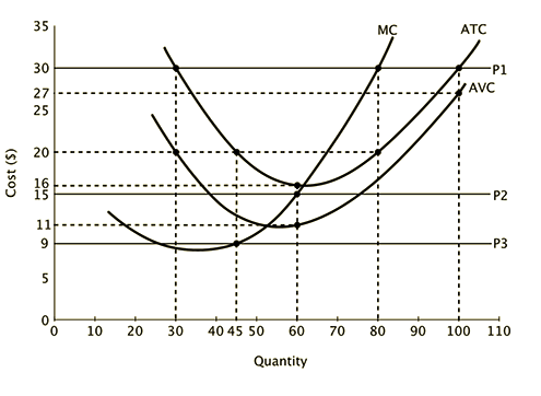 Solved The graph below shows the marginal, average variable, | Chegg.com