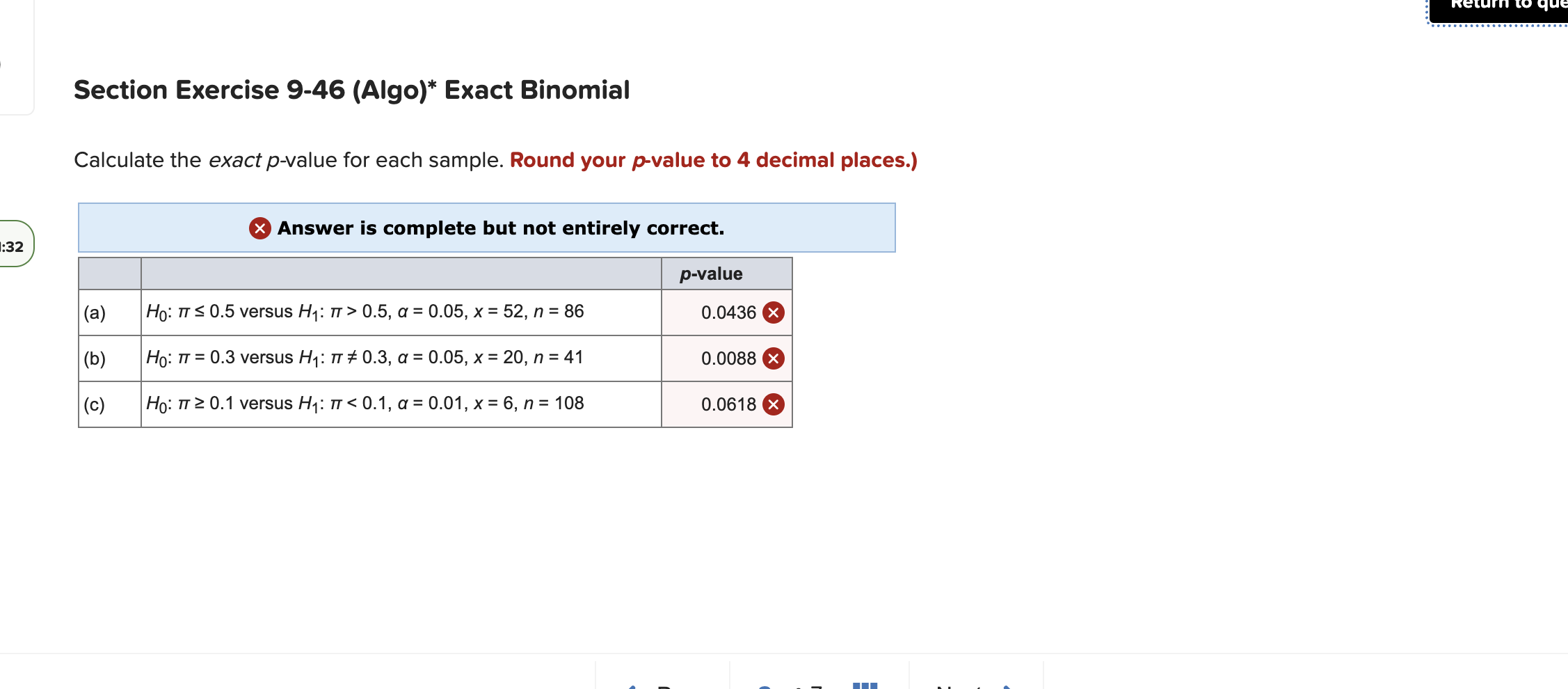 Solved Section Exercise 9-46 (Algo)* Exact Binomial | Chegg.com