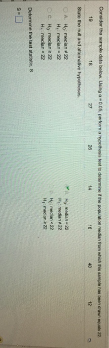 Solved Consider the sample data below. Using alpha = 0.05, | Chegg.com