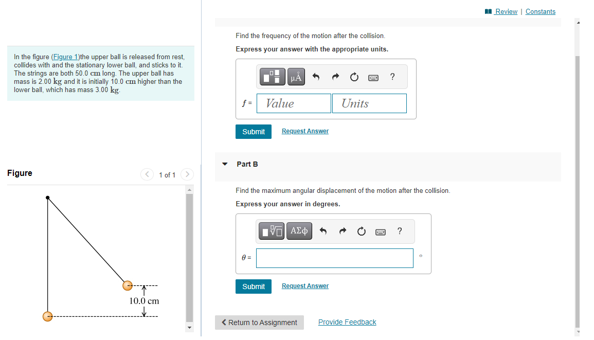 Solved Find the frequency of the motion after the collision. | Chegg.com