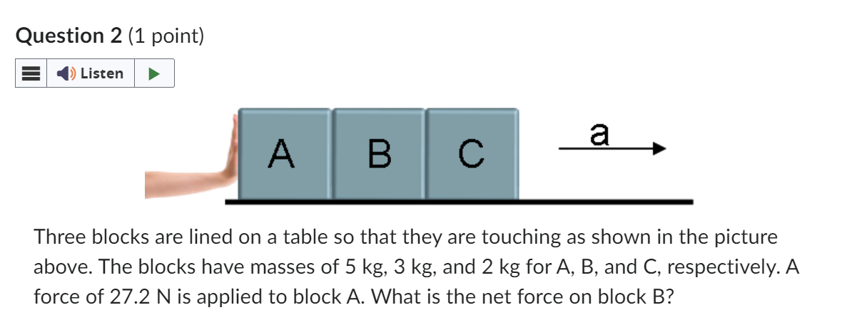 Solved Three blocks are lined on a table so that they are | Chegg.com