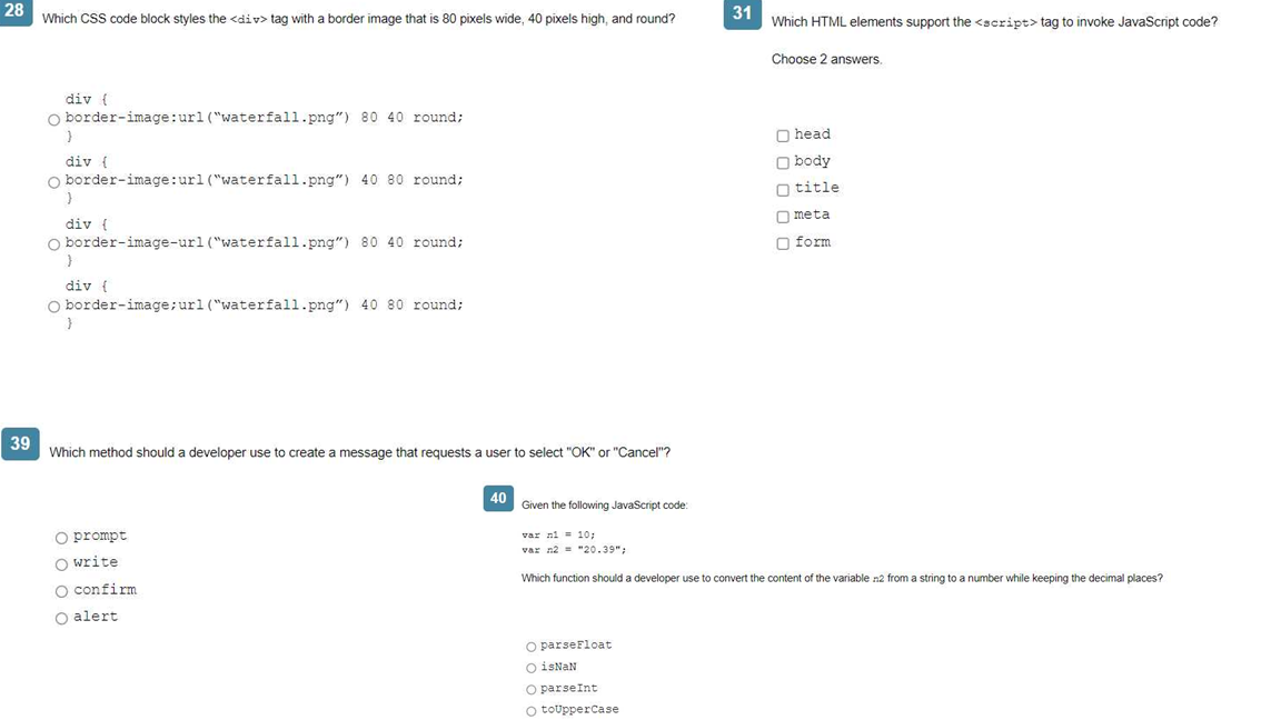 Solved 28 39 Which CSS code block styles the tag with | Chegg.com