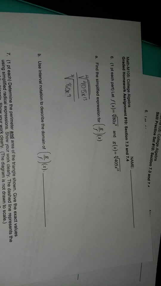 Solved 105: College Algebra Skill Practice Set #10: Section | Chegg.com