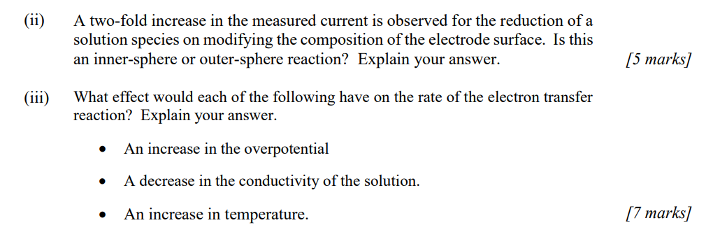 Solved (ii) A two-fold increase in the measured current is | Chegg.com