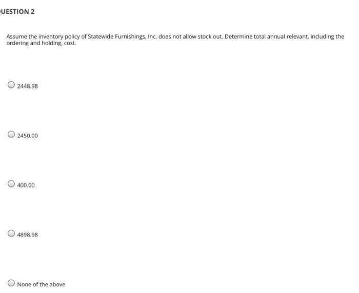 UESTION 1 Use the following scenario and data for all | Chegg.com