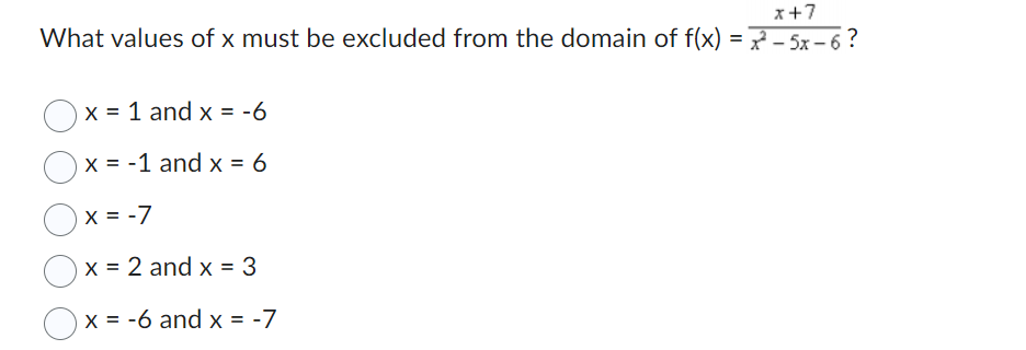 Solved What values of x must be excluded from the domain of | Chegg.com