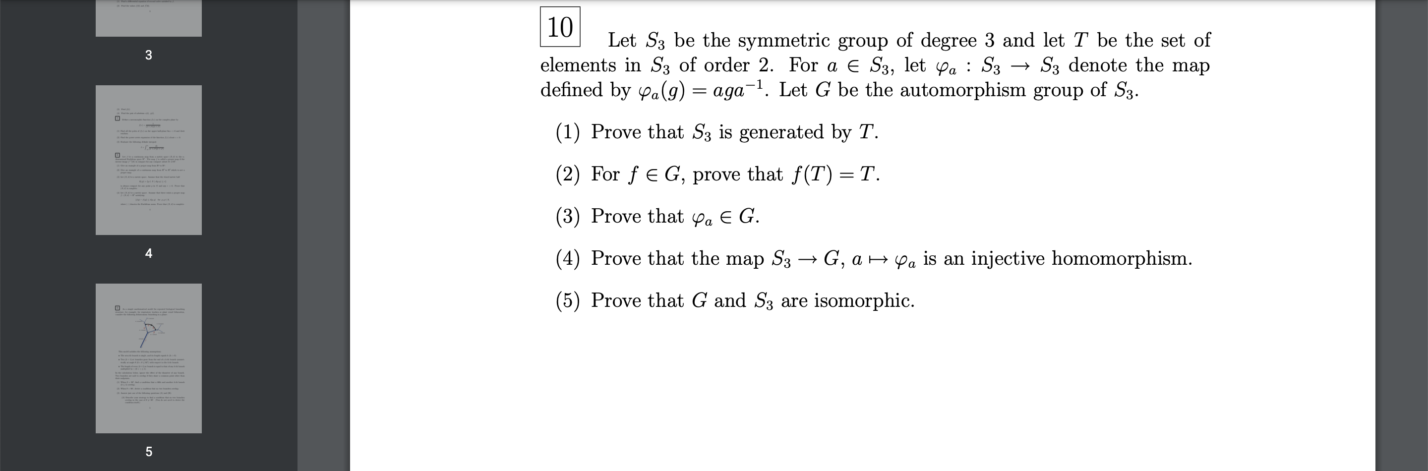 Solved 10 Let S3 Be The Symmetric Group Of Degree 3 And Let