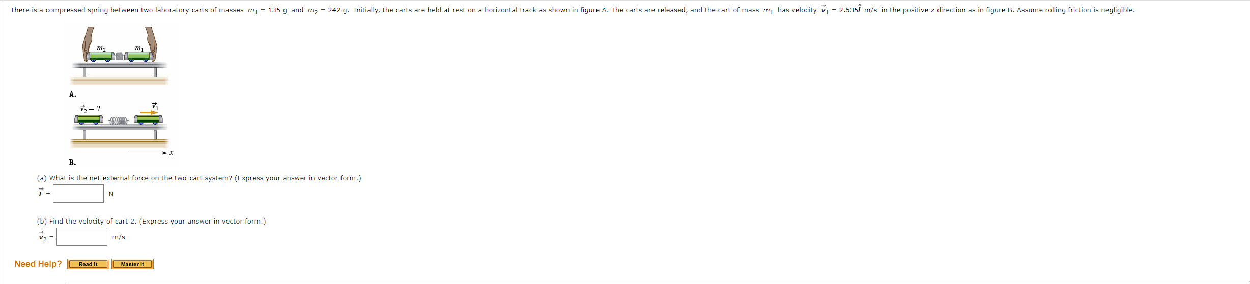 Solved (a) What is the net external force on the two-cart | Chegg.com