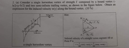 Solved 2. (a) Consider a single horseshoe vortex of strength | Chegg.com