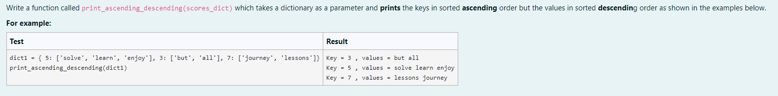 Solved Write a function called print_ascending_descending | Chegg.com